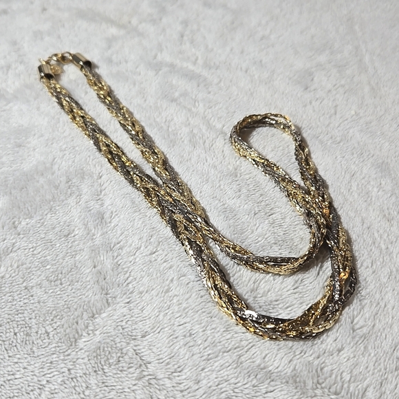 Jewelry | Vintage Pd Braided Nugget Style Chain Two Tone Statement ...